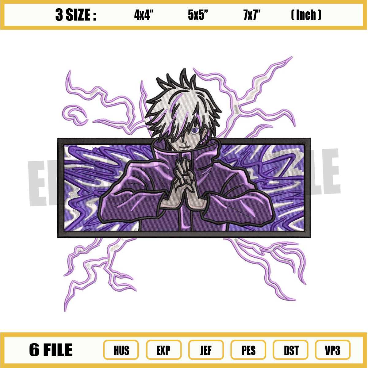 Gojou Satoru Anime Embroidery Design png | Inspire Uplift