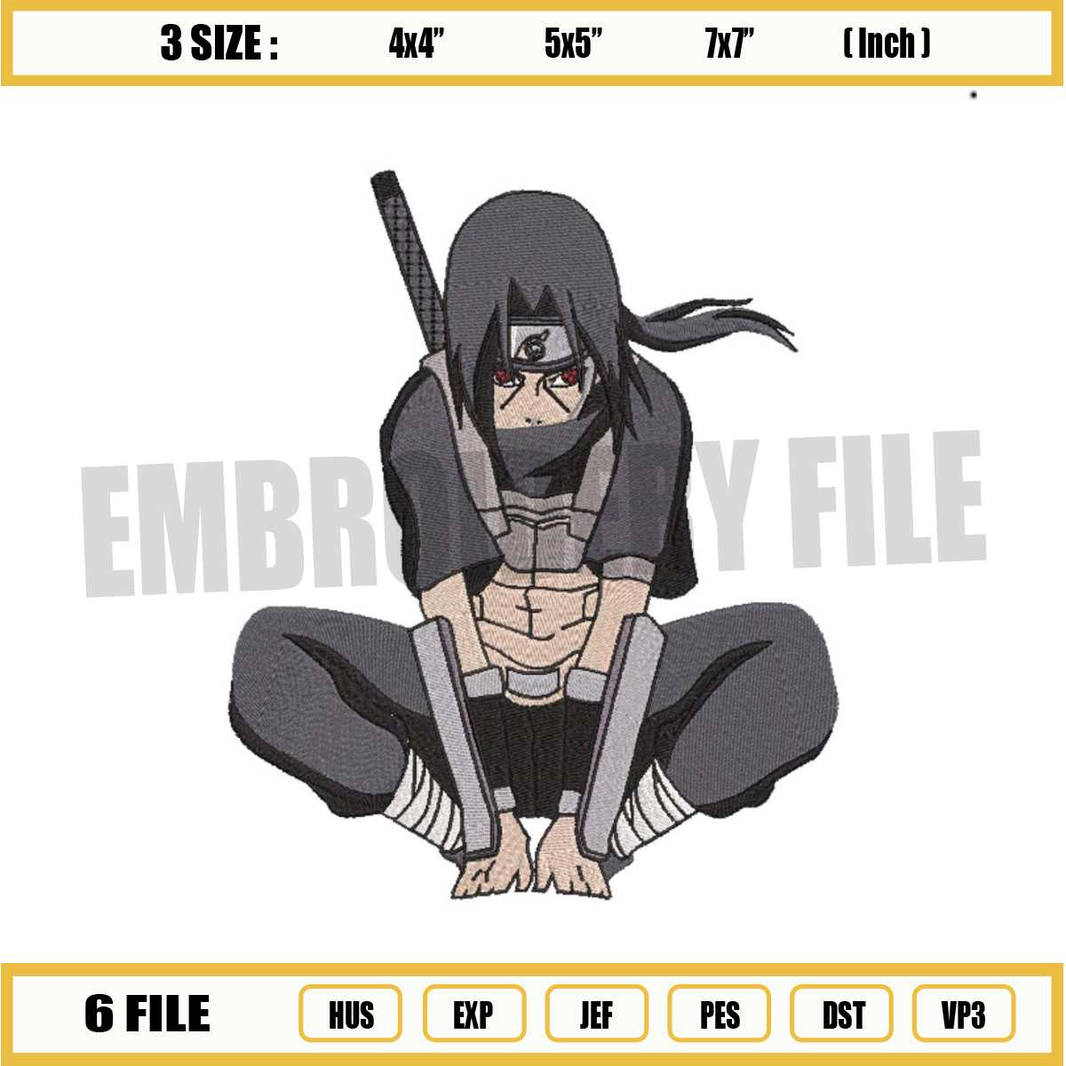 Uchiha Itachi Embroidery Design File | Inspire Uplift