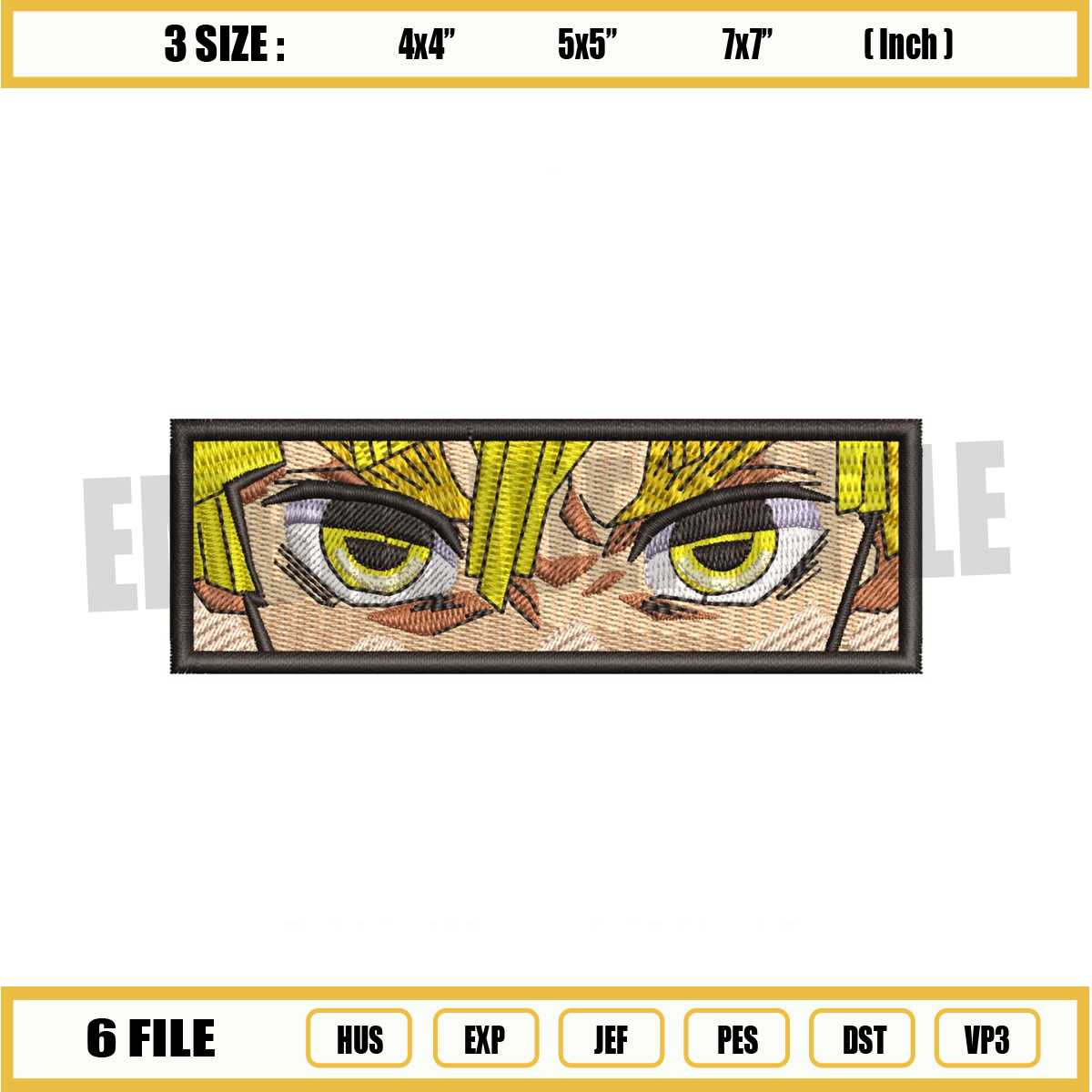 Anime Zenitsu Eyes Embroidery, Kimetsu No Yaiba Design File | Inspire ...