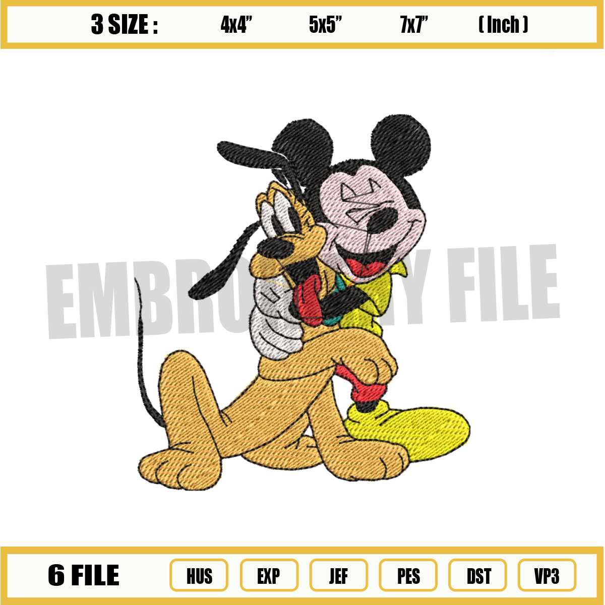 Mickey Friend Pluto Embroidery Design png | Inspire Uplift