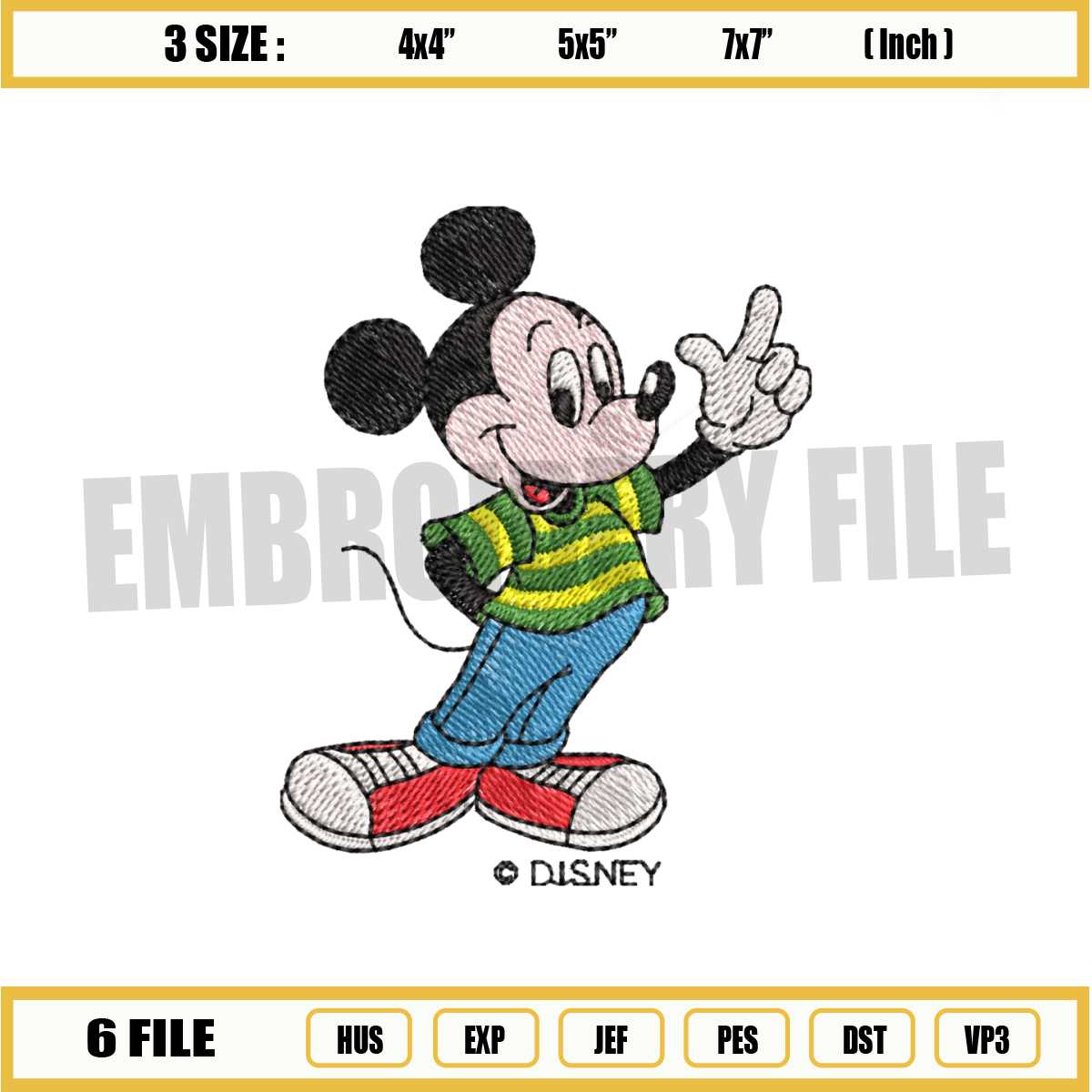 Disney Characters Mickey Mouse Embroidery Design | Inspire Uplift