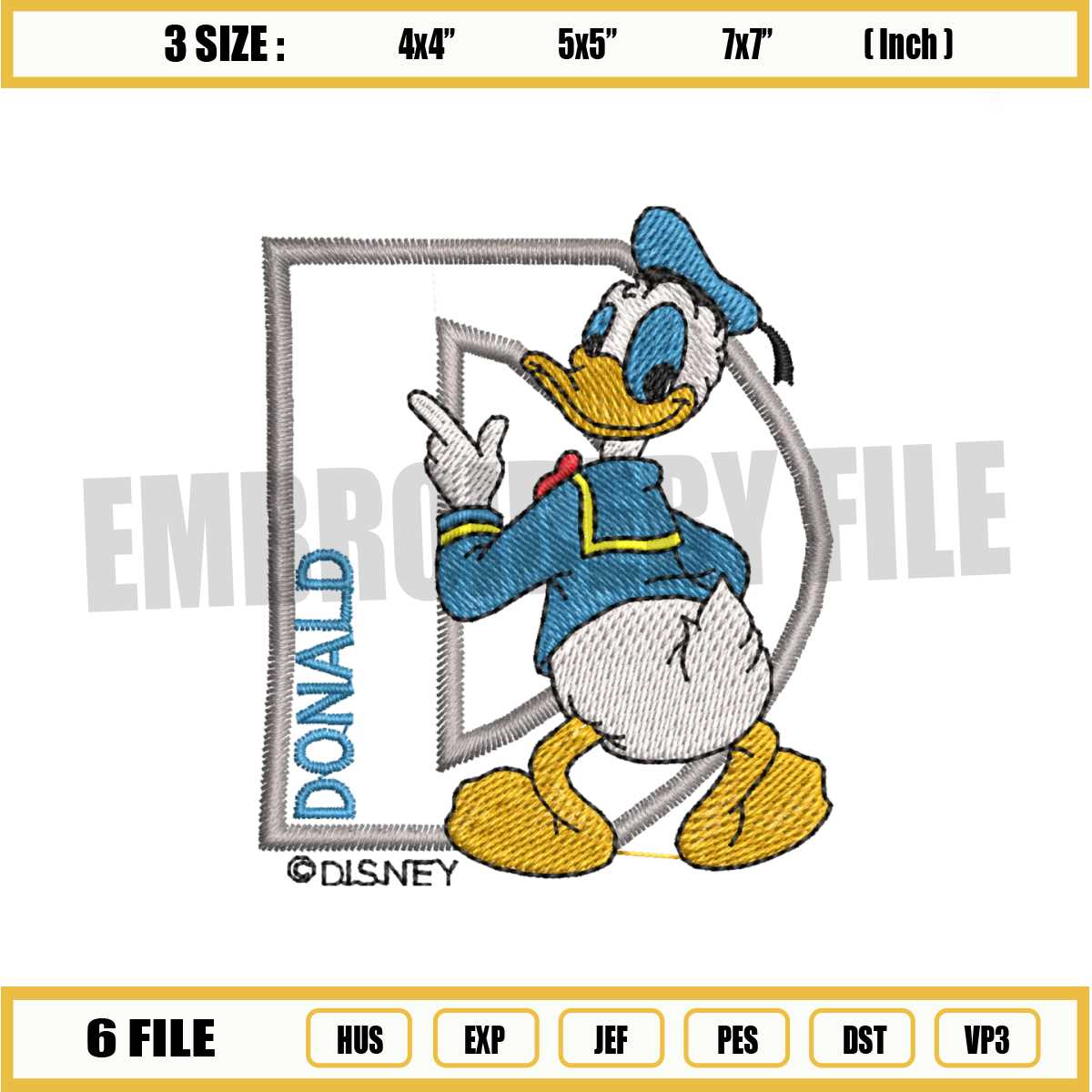 Alphabet Badge Donald Duck Disney Embroidery | Inspire Uplift