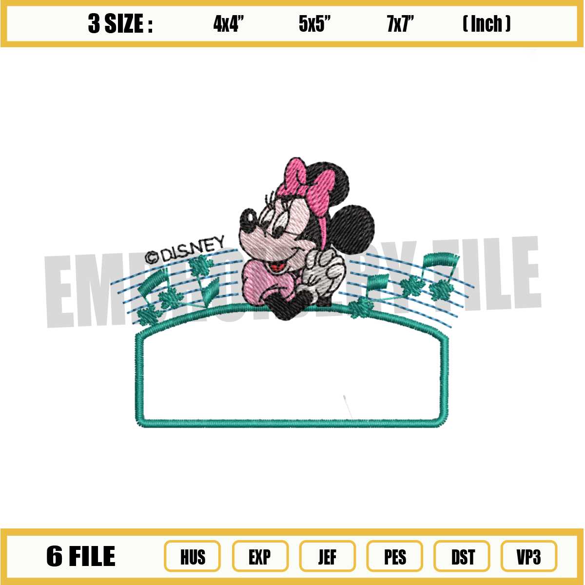 Minnie Mouse Disney Music Note Embroidery | Inspire Uplift