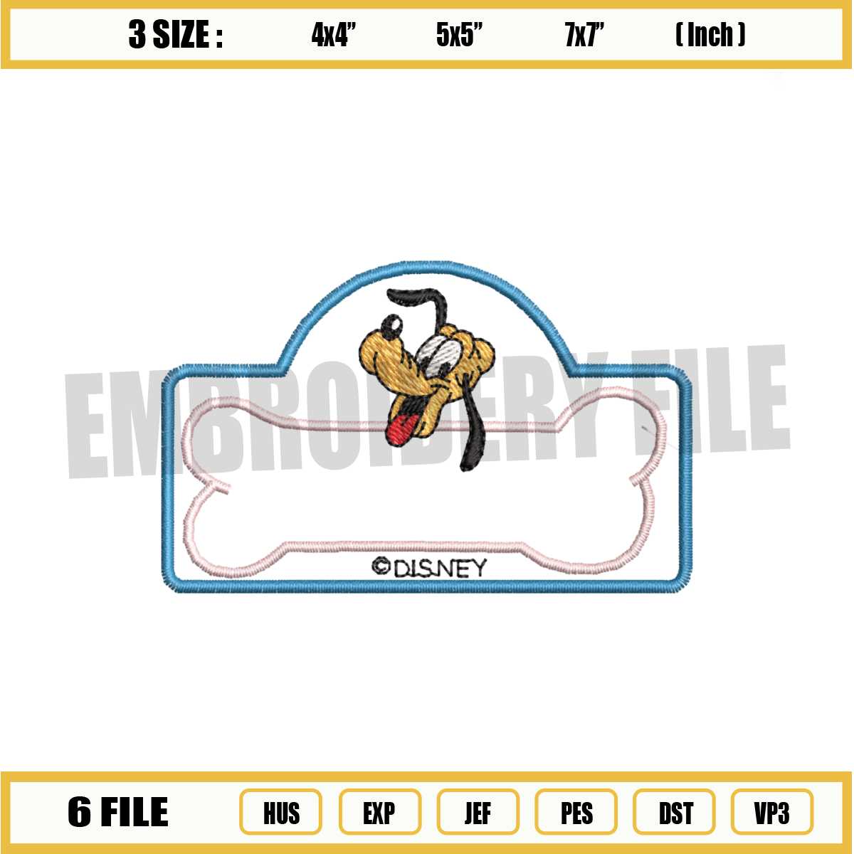 Pluto Dog Bone Disney Embroidery | Inspire Uplift