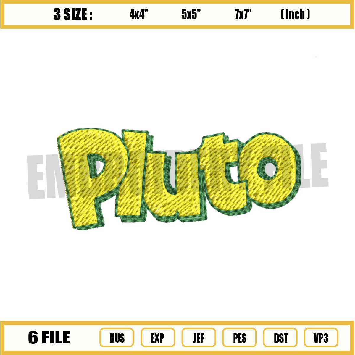 Pluto Logo Embroidery Design Png | Inspire Uplift