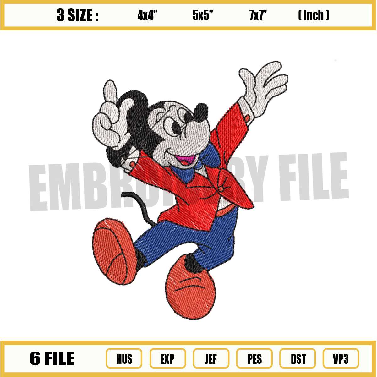 Mickey Dancing Embroidery Design Png | Inspire Uplift