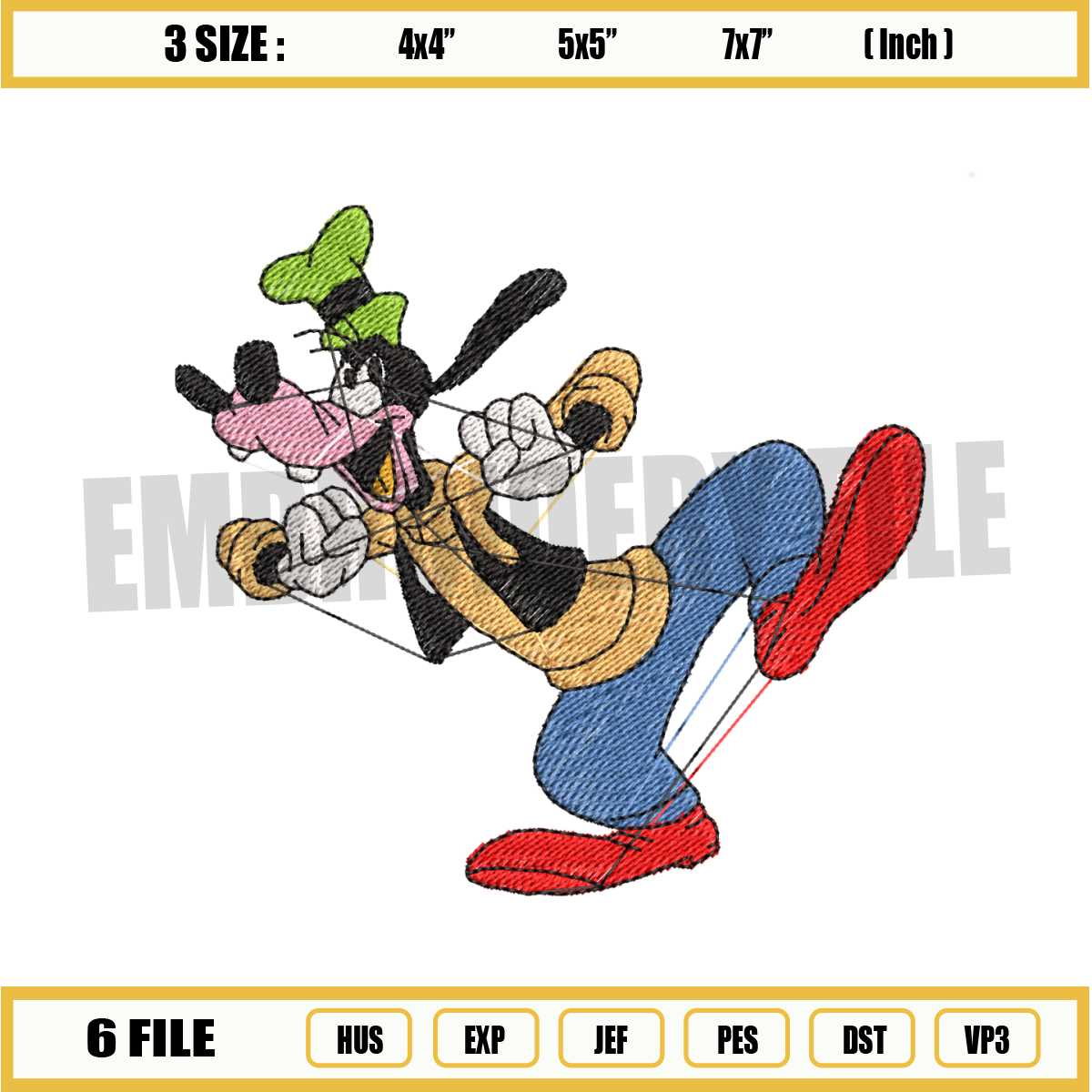 Goofy Dancing Embroidery Design Png | Inspire Uplift