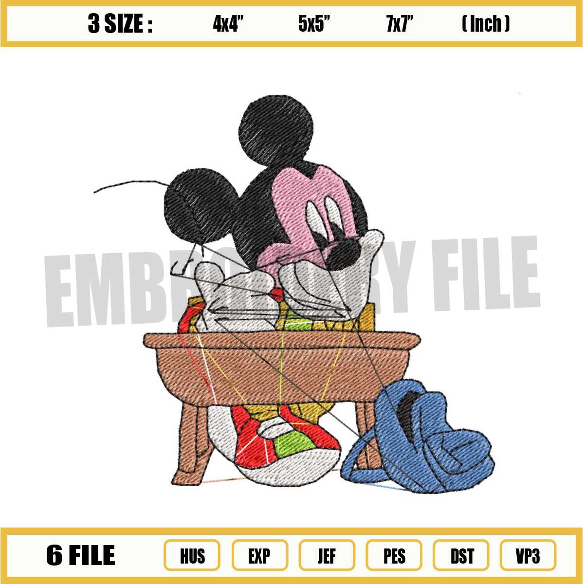 Mickey Studying Embroidery Design | Inspire Uplift