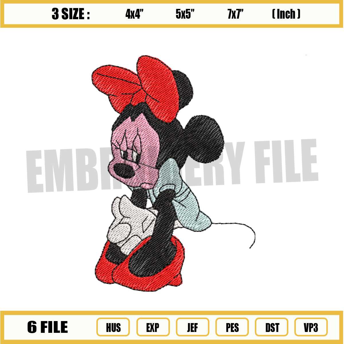 Minnie Mouse Sad Embroidery Design ,png | Inspire Uplift