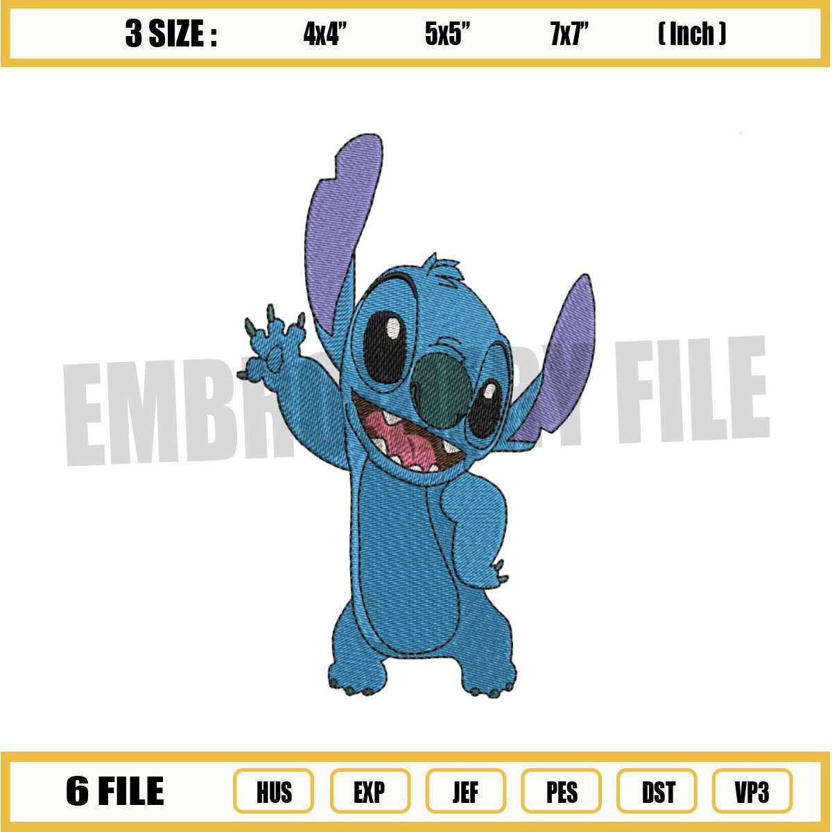 Stitch Say Hi Embroidery Png | Inspire Uplift