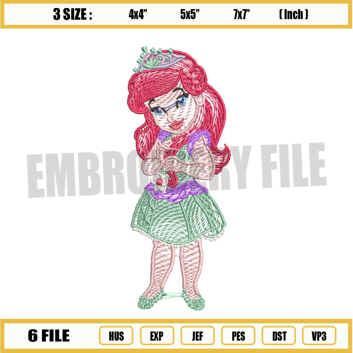 Young Princess Ariel Embroidery Png | Inspire Uplift