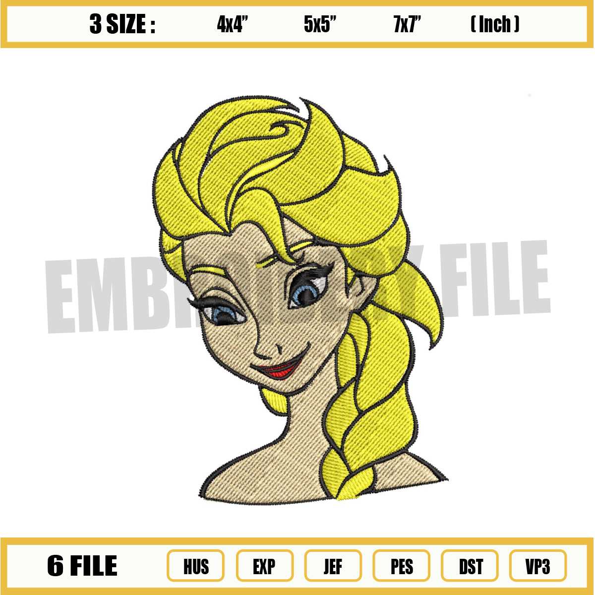 Frozen Princess Elsa Head Embroidery Png - Inspire Uplift