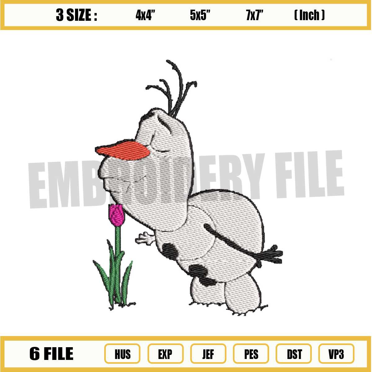 Olaf Smelling Flower Embroidery Png | Inspire Uplift
