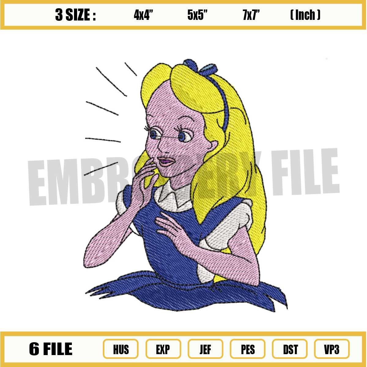 Animated Alice In Wonderland Embroidery Png | Inspire Uplift