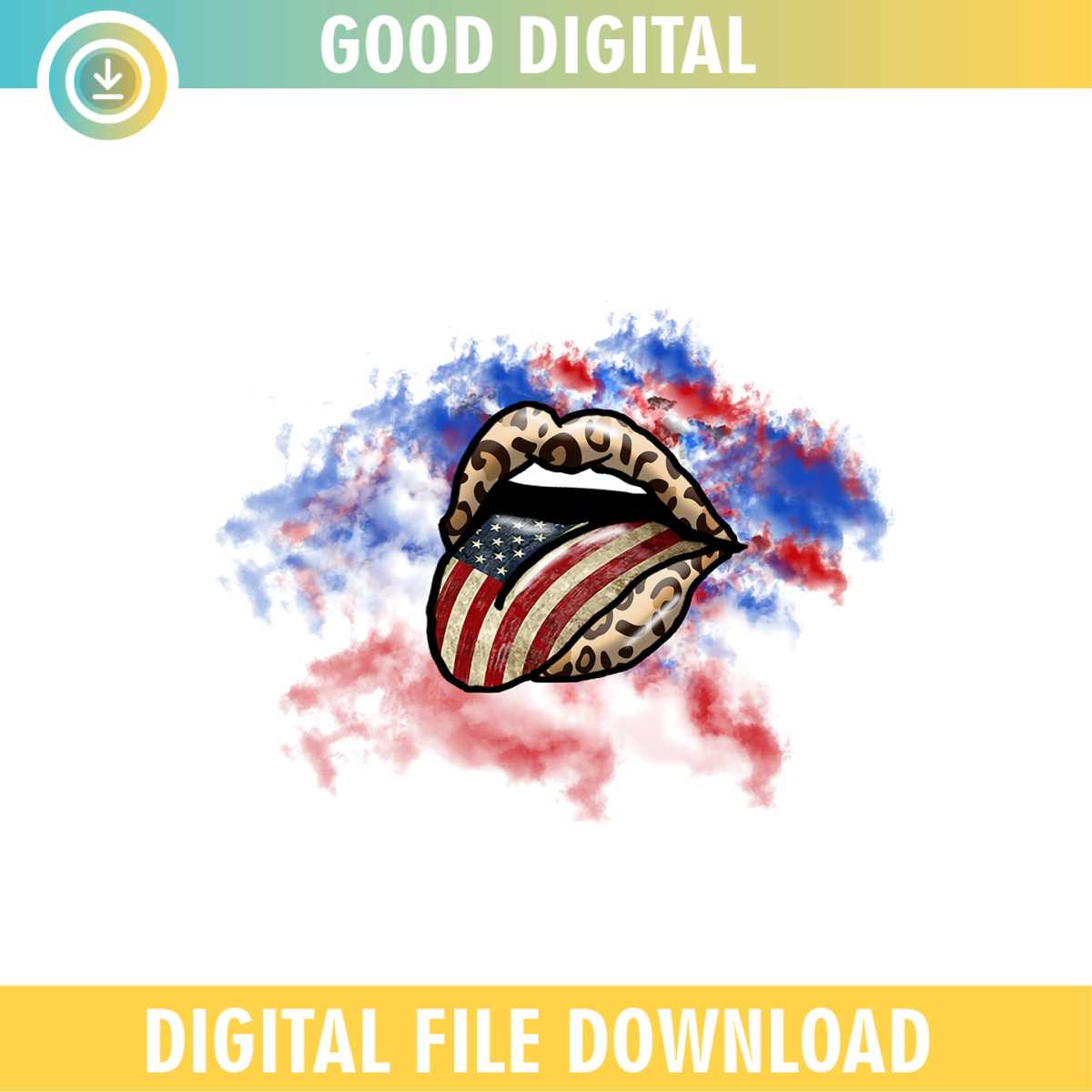 4th Of July American Flag Tongue Lips Kiss PNG | Inspire Uplift
