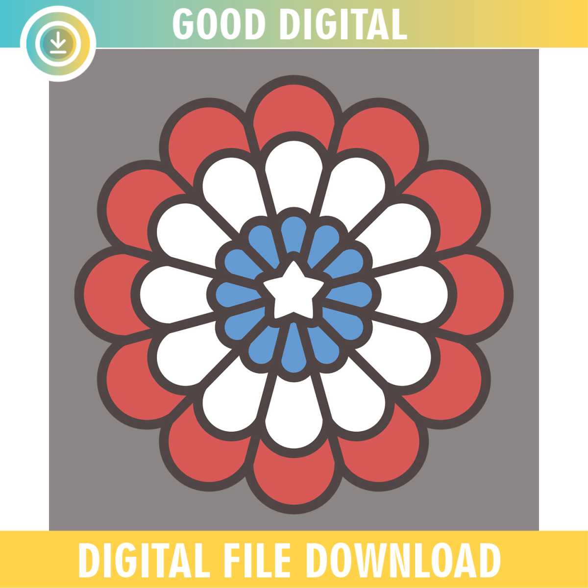 Patriotic Bunting Flower 4th Of July Day SVG | Inspire Uplift