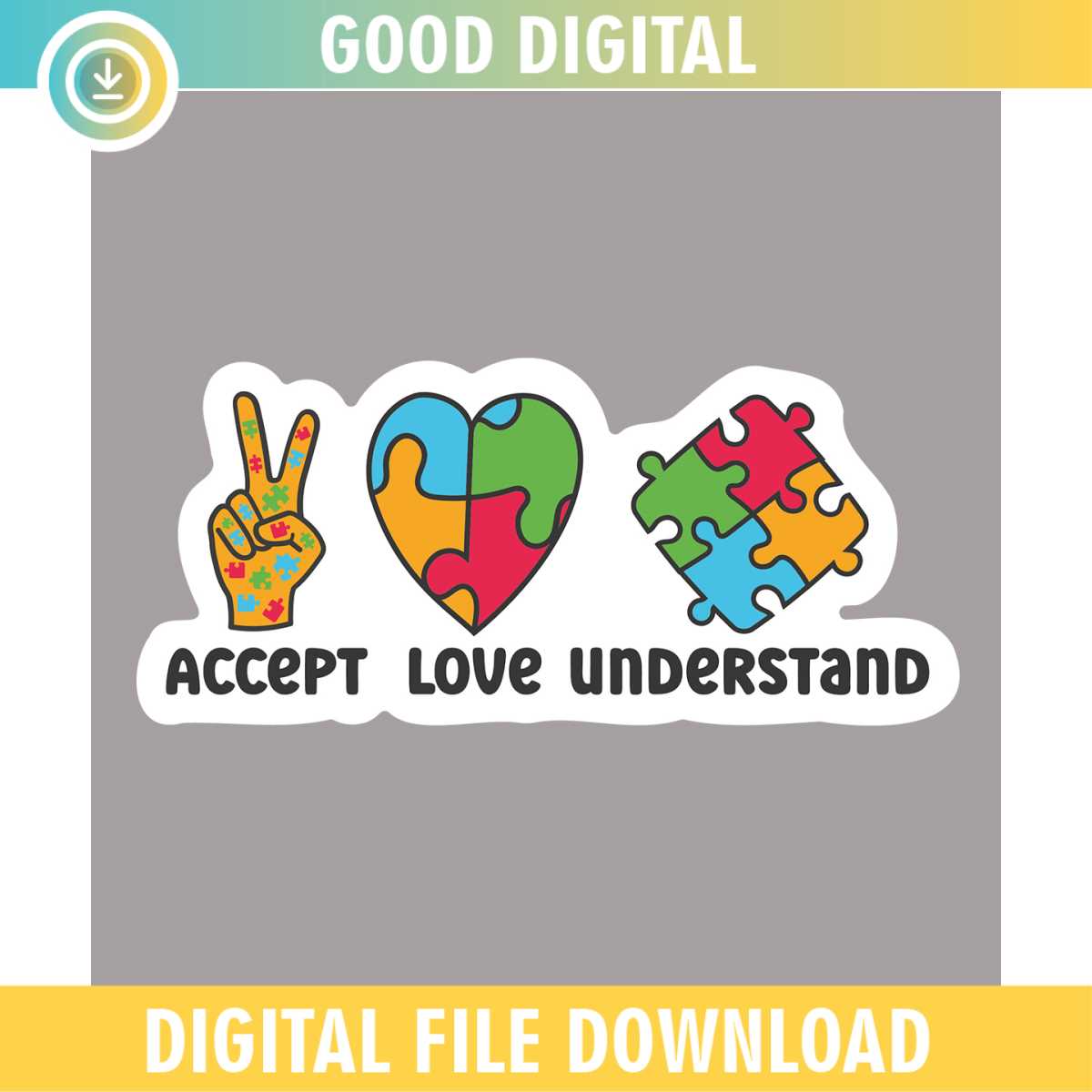 Accept Love Understand Autism Puzzle SVG | Inspire Uplift