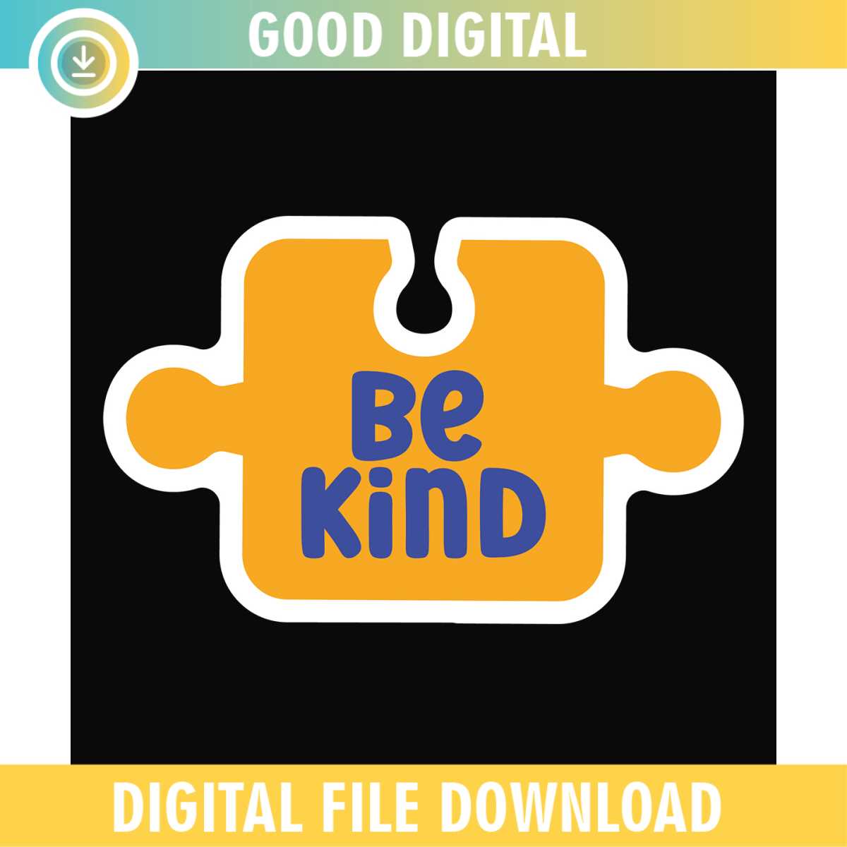 Be Kind Autism Awareness Yellow Puzzle SVG | Inspire Uplift