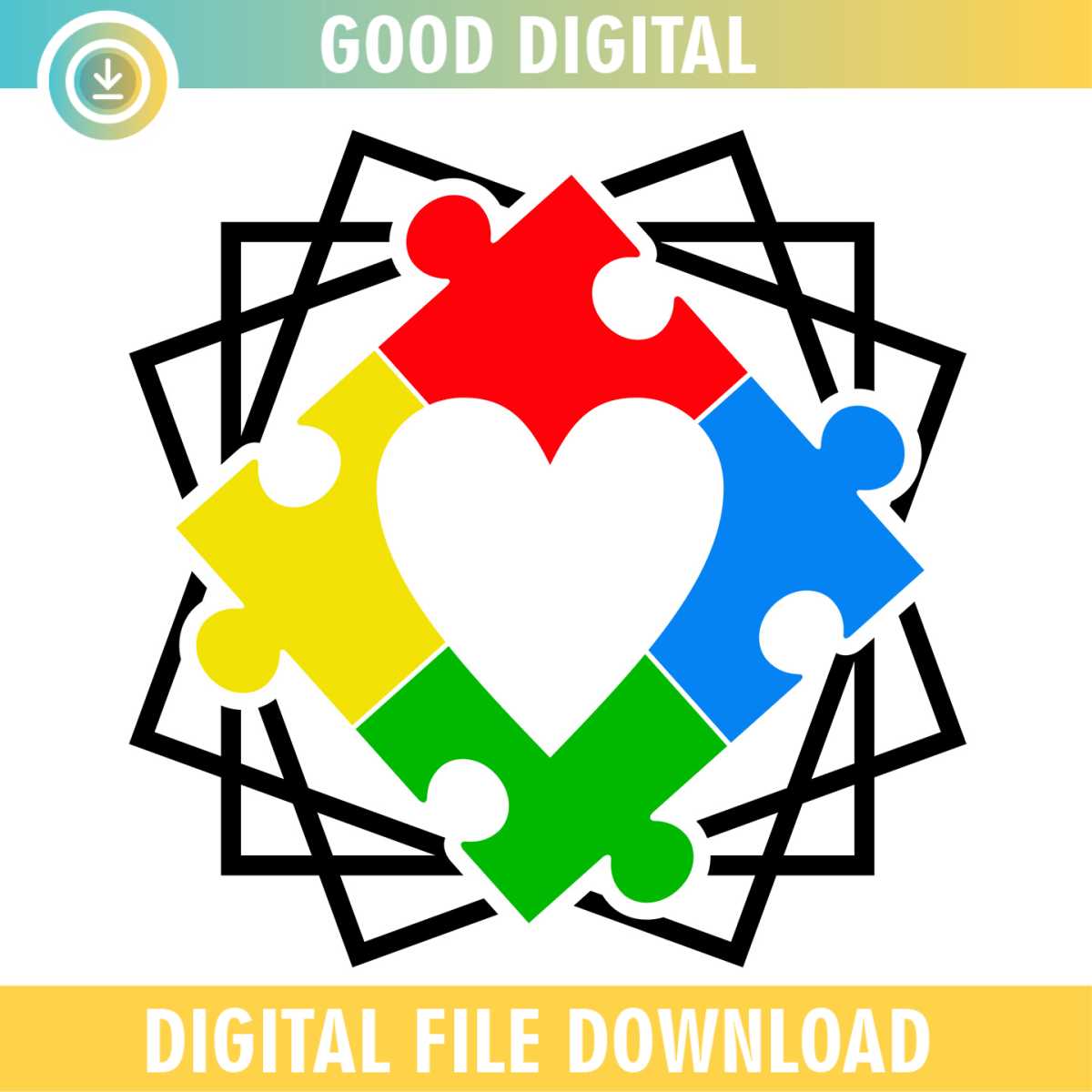 Autism Awareness Love Rainbow Puzzle Piece SVG | Inspire Uplift