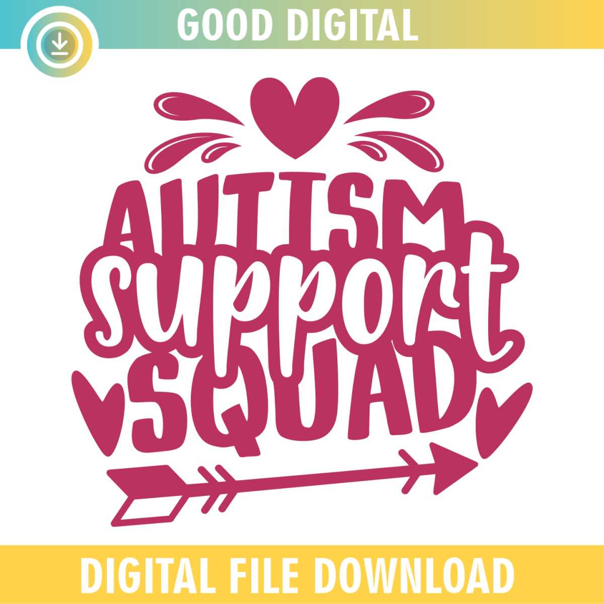 Autism Support Squad Heart Arrow Clipart SVG | Inspire Uplift