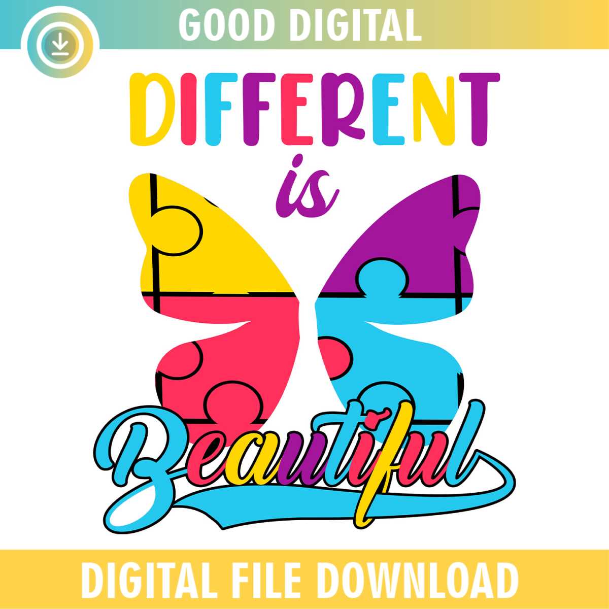 Different Is Beautiful Autism Butterfly Puzzle SVG | Inspire Uplift