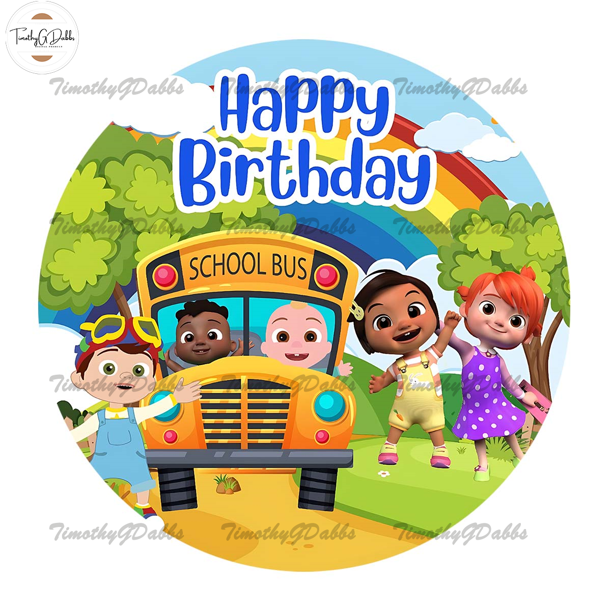 Happy Birthday Cocomelon School Bus PNG | Inspire Uplift