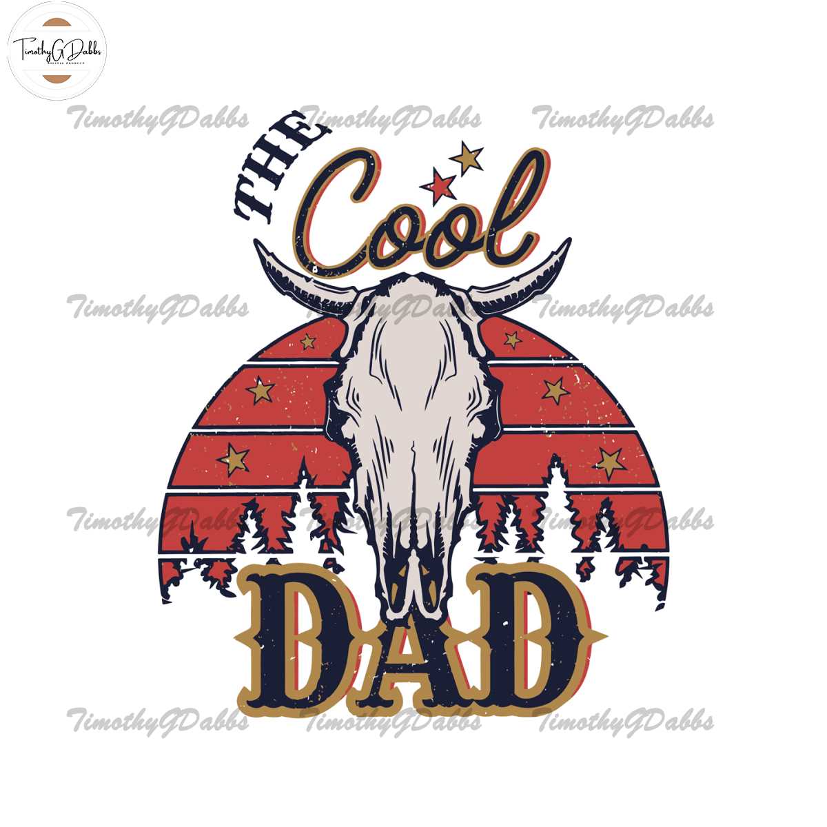 The Cool Dad Bull Skull SVG, Retro Western Dad SVG | Inspire Uplift