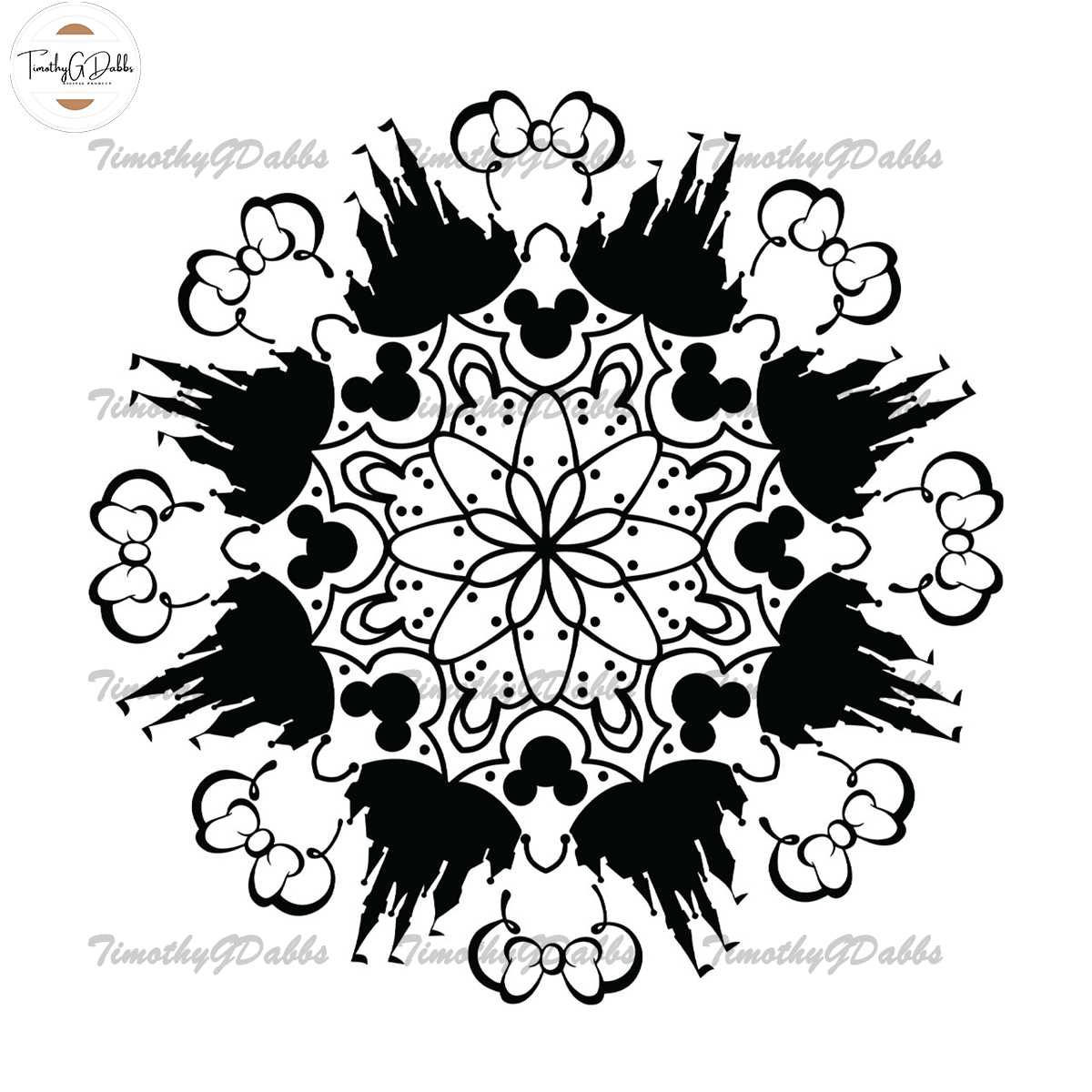 Round Mandala Pattern Minnie Mouse SVG | Inspire Uplift