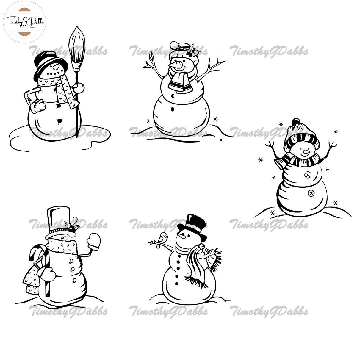 Snowman Bundle SVG, Snowman SVG, Design Bundle SVG, Clipart | Inspire ...