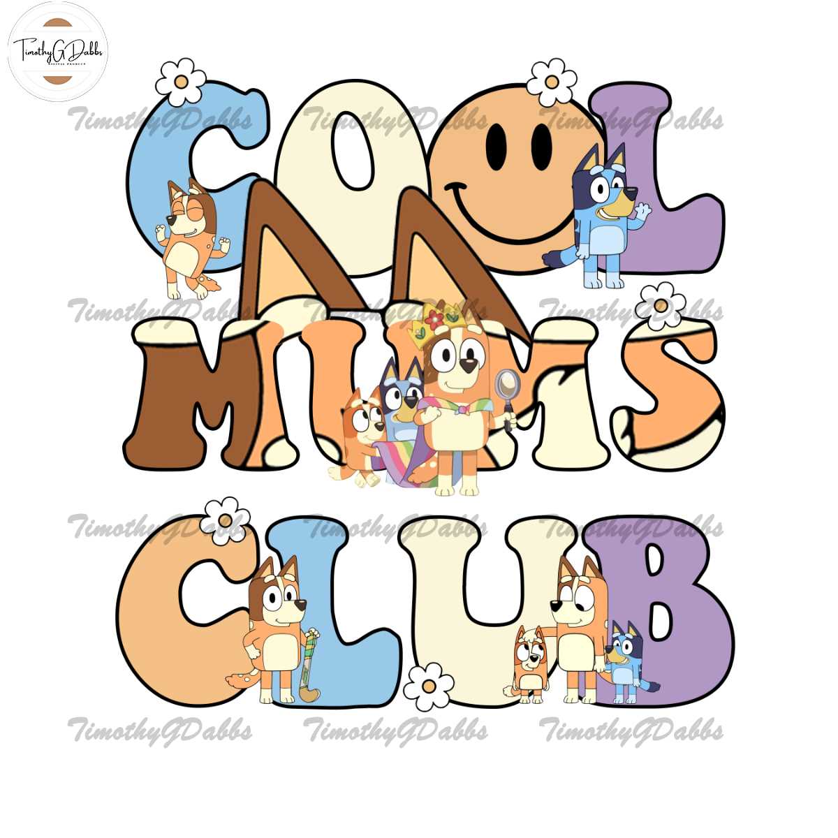 Floral Cool Mums Club Bluey Design Png | Inspire Uplift