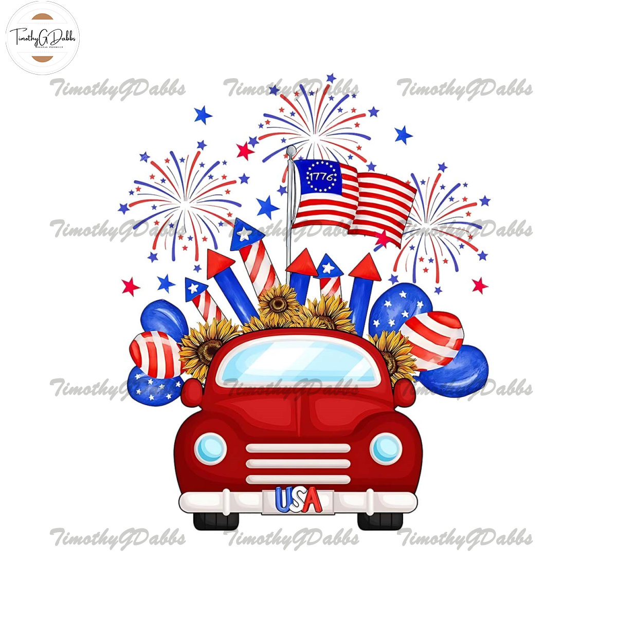 4th of July Car 1776 PNG, Patriotic Truck Design | Inspire Uplift