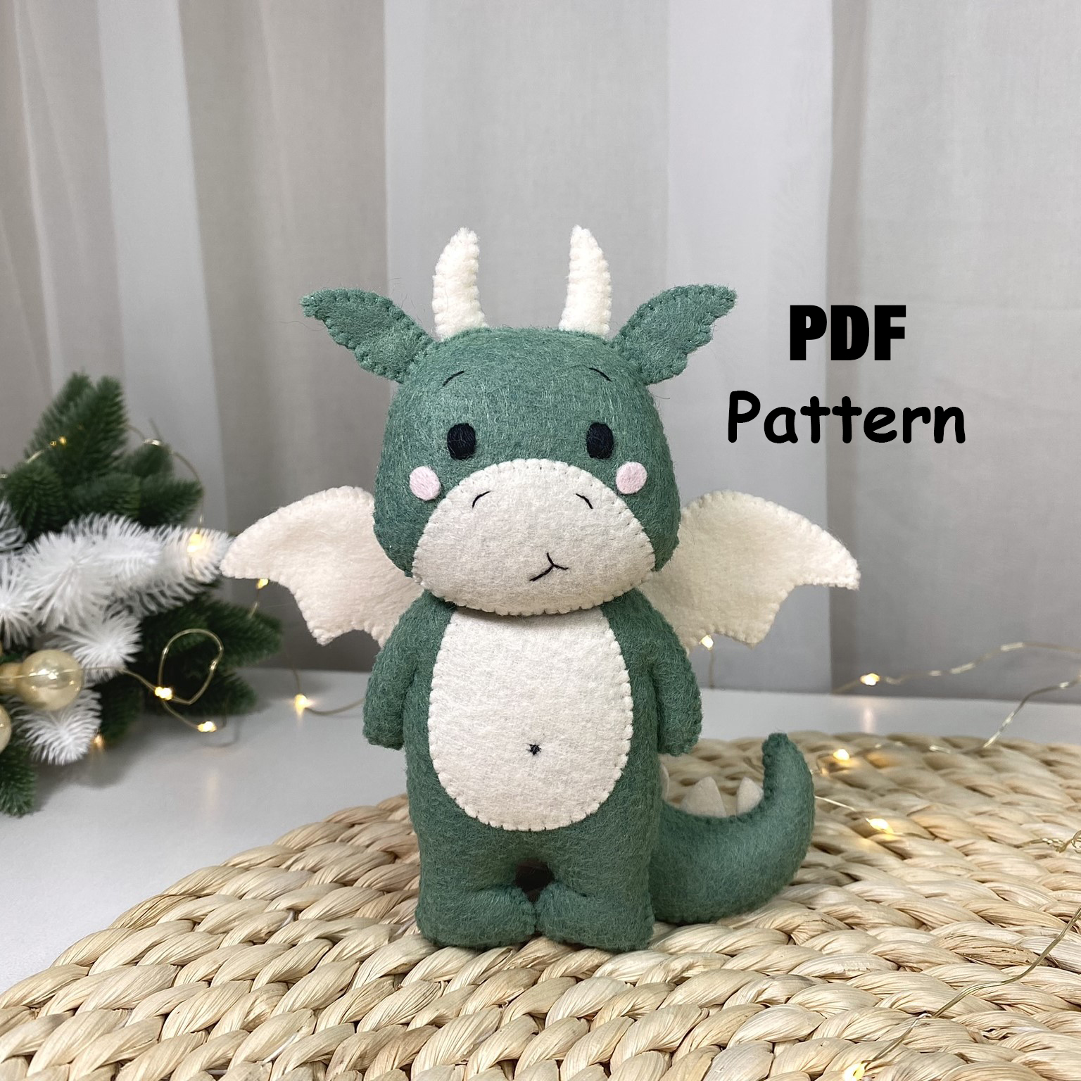 Felt dragon Pattern, Green toy dragon PDF Pattern, Felt tuto | Inspire ...