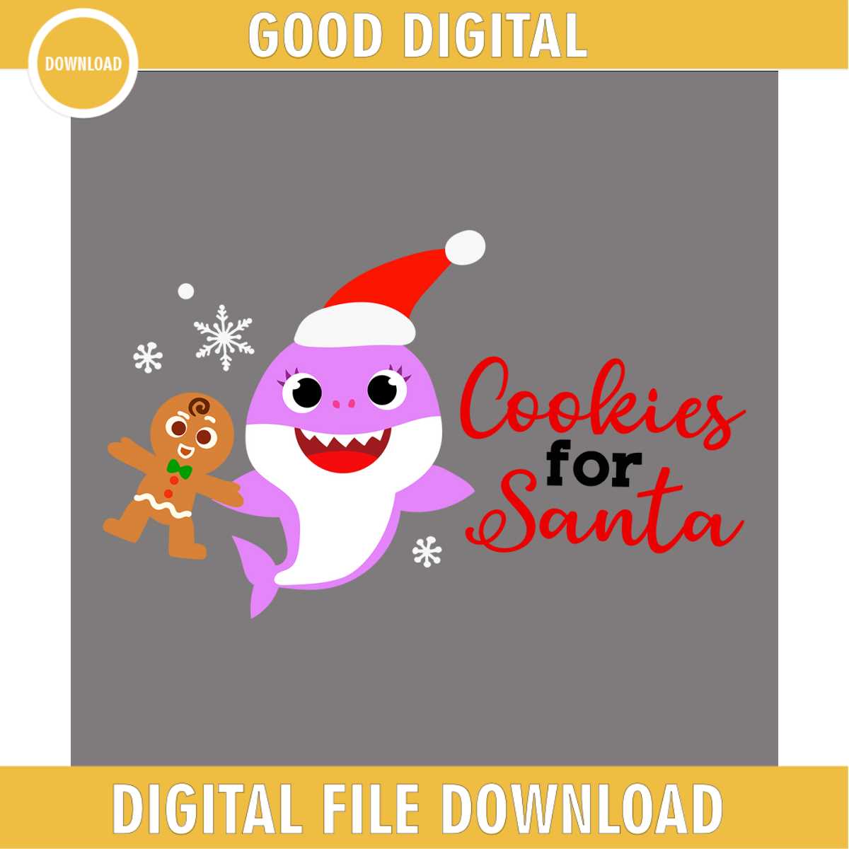 Cookies For Santa Christmas Purple Baby Shark SVG | Inspire Uplift