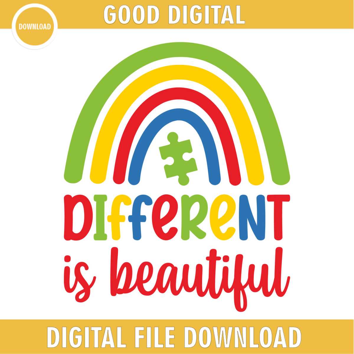 Different Is Beautiful Autism Awareness Rainbow SVG | Inspire Uplift