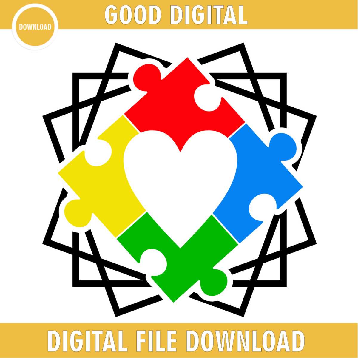 Autism Awareness Love Rainbow Puzzle Piece SVG | Inspire Uplift