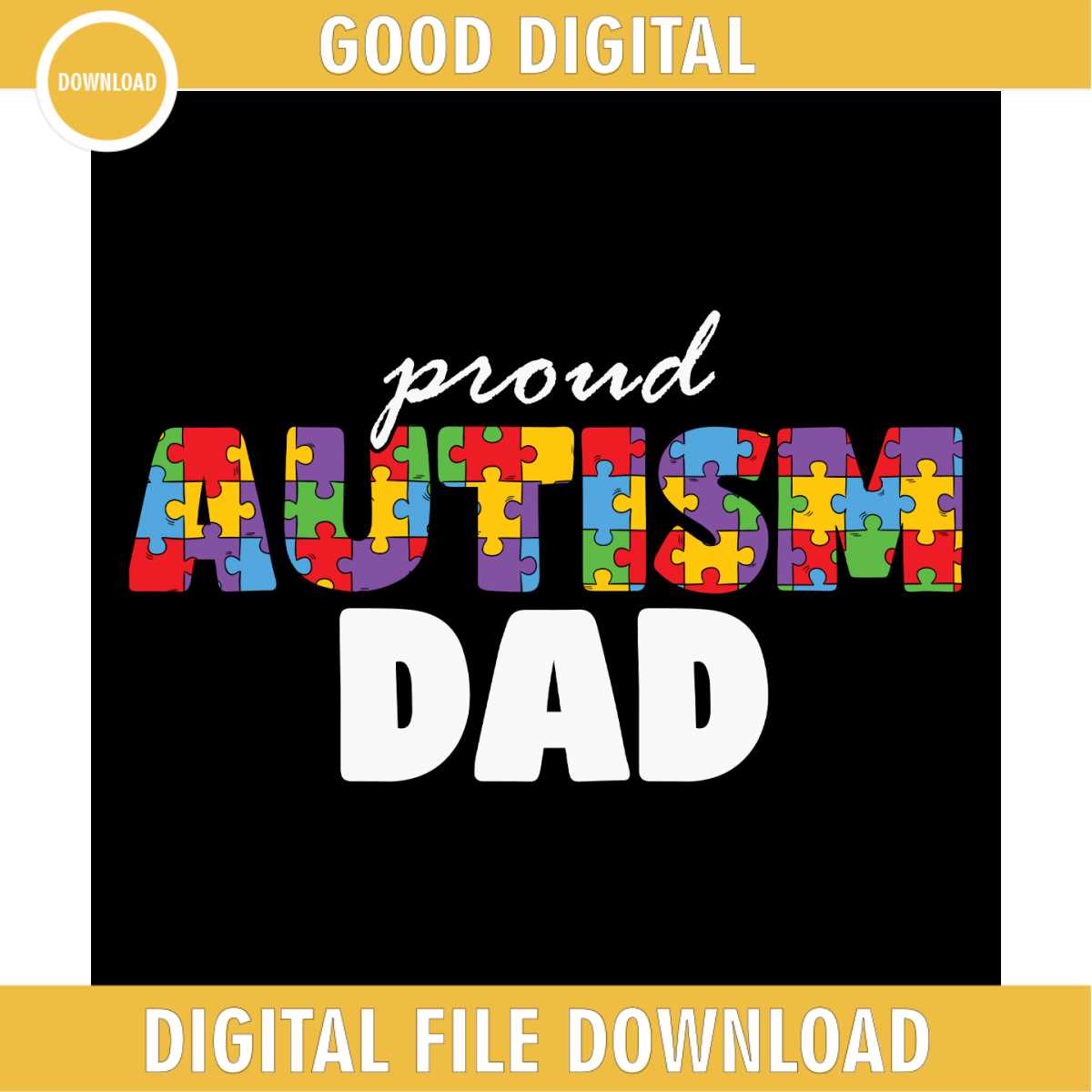 Proud Autism Dad Puzzle Doodle SVG | Inspire Uplift
