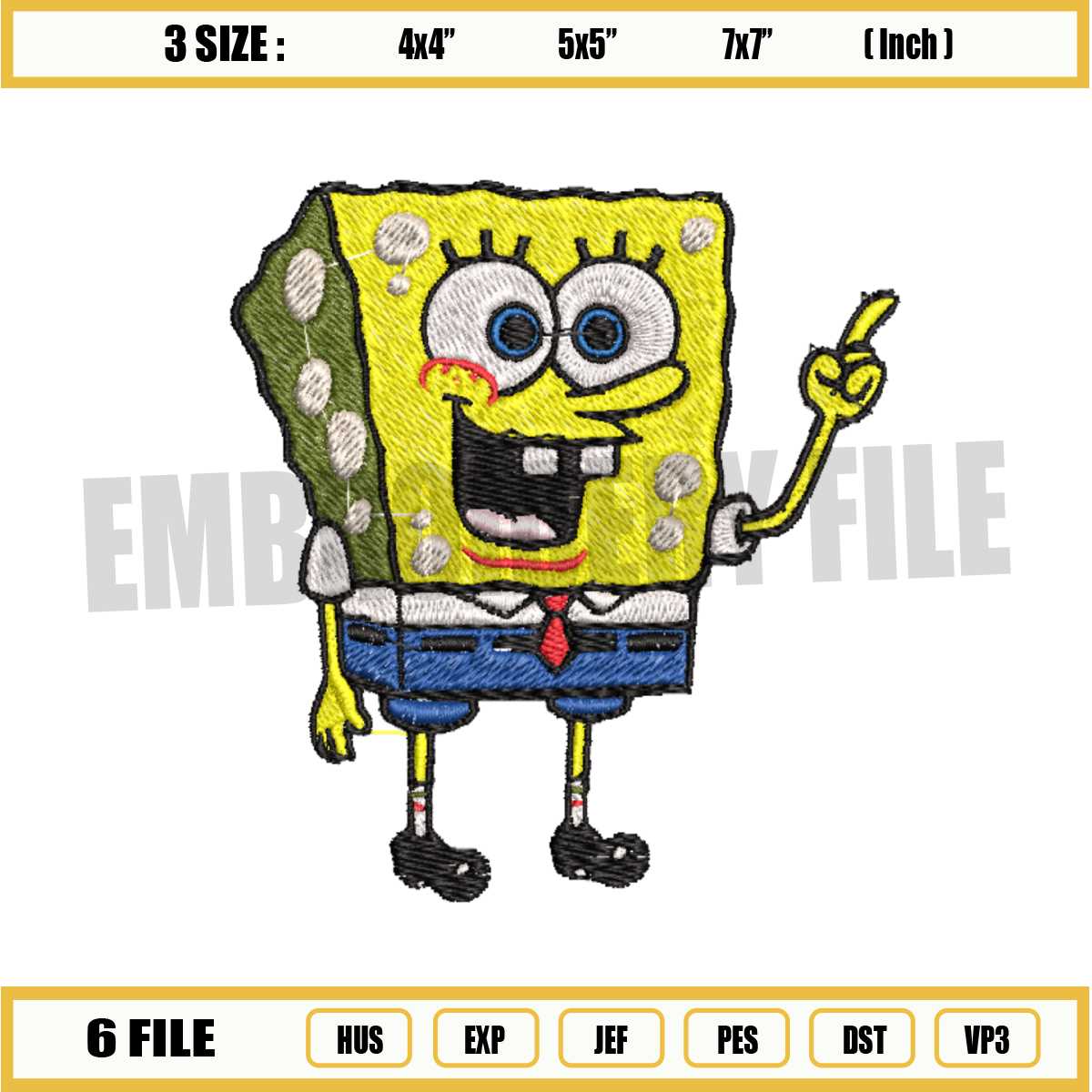 Boy SpongeBob SquarePants Embroidery Png | Inspire Uplift