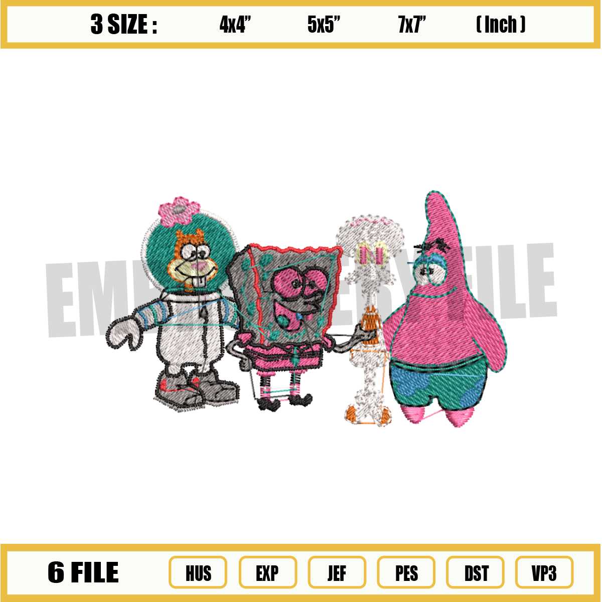 Friends SpongeBob SquarePants Embroidery Png | Inspire Uplift