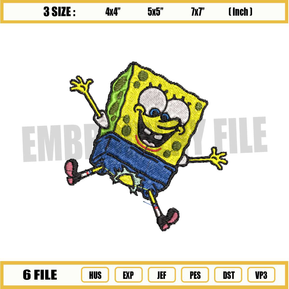 Funny SpongeBob Ripped Pants Embroidery Png | Inspire Uplift