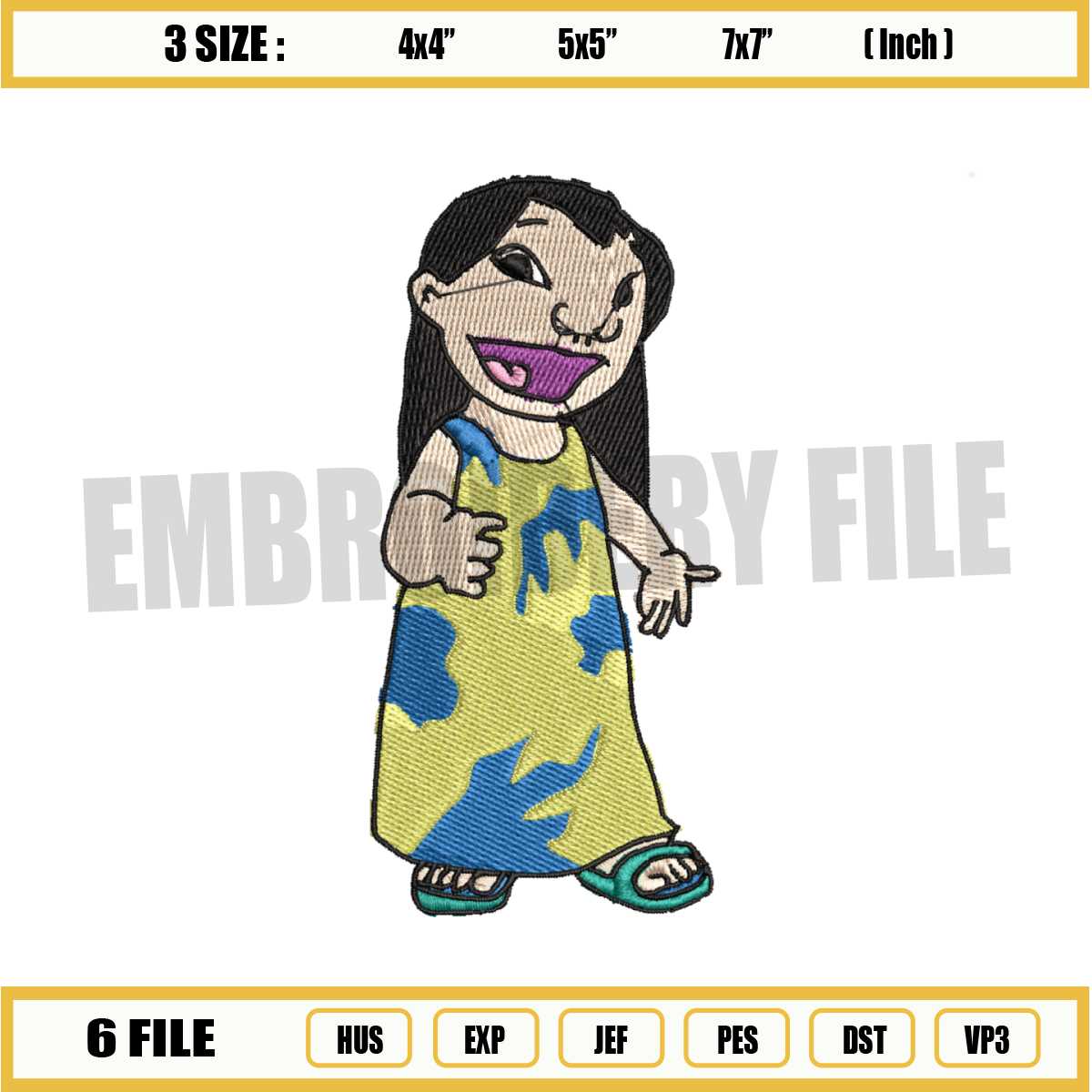 Disney Girl Lilo Embroidery Png | Inspire Uplift