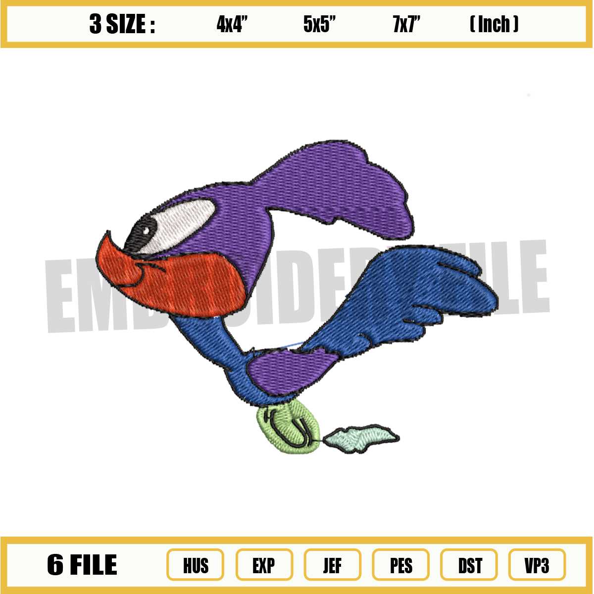 Looney Tunes Road Runner Embroidery Png - Inspire Uplift