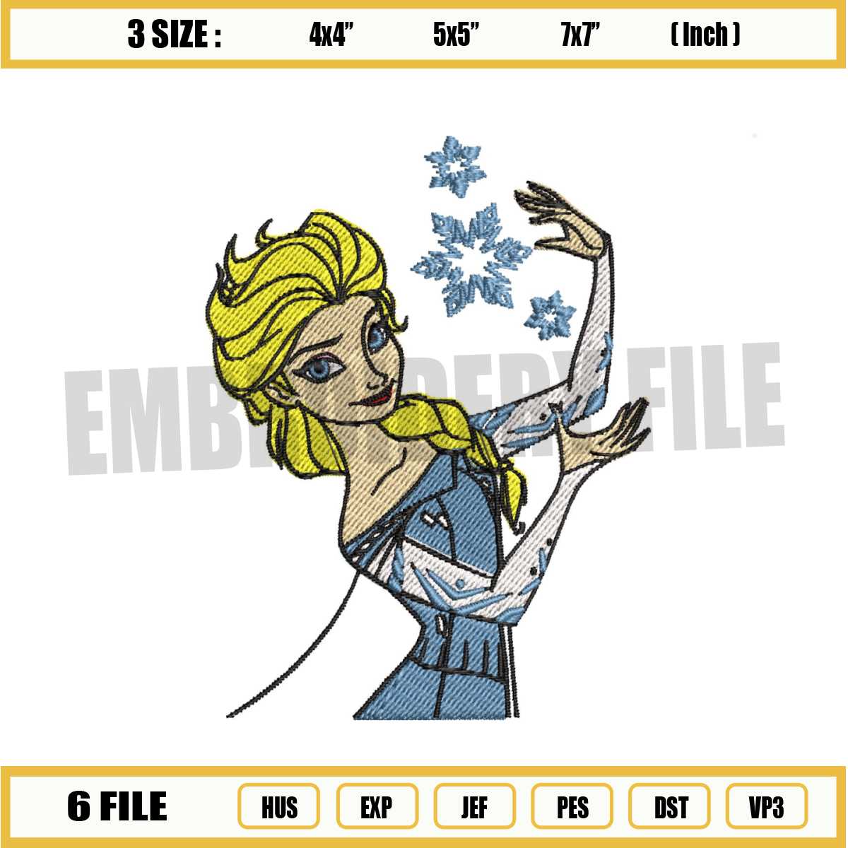 Princess Elsa Snowflake Embroidery Png | Inspire Uplift