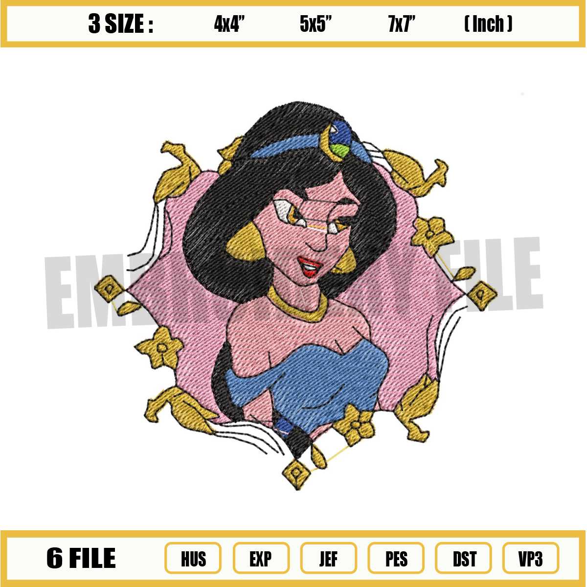 Jasmine Princess Embroidery Png | Inspire Uplift
