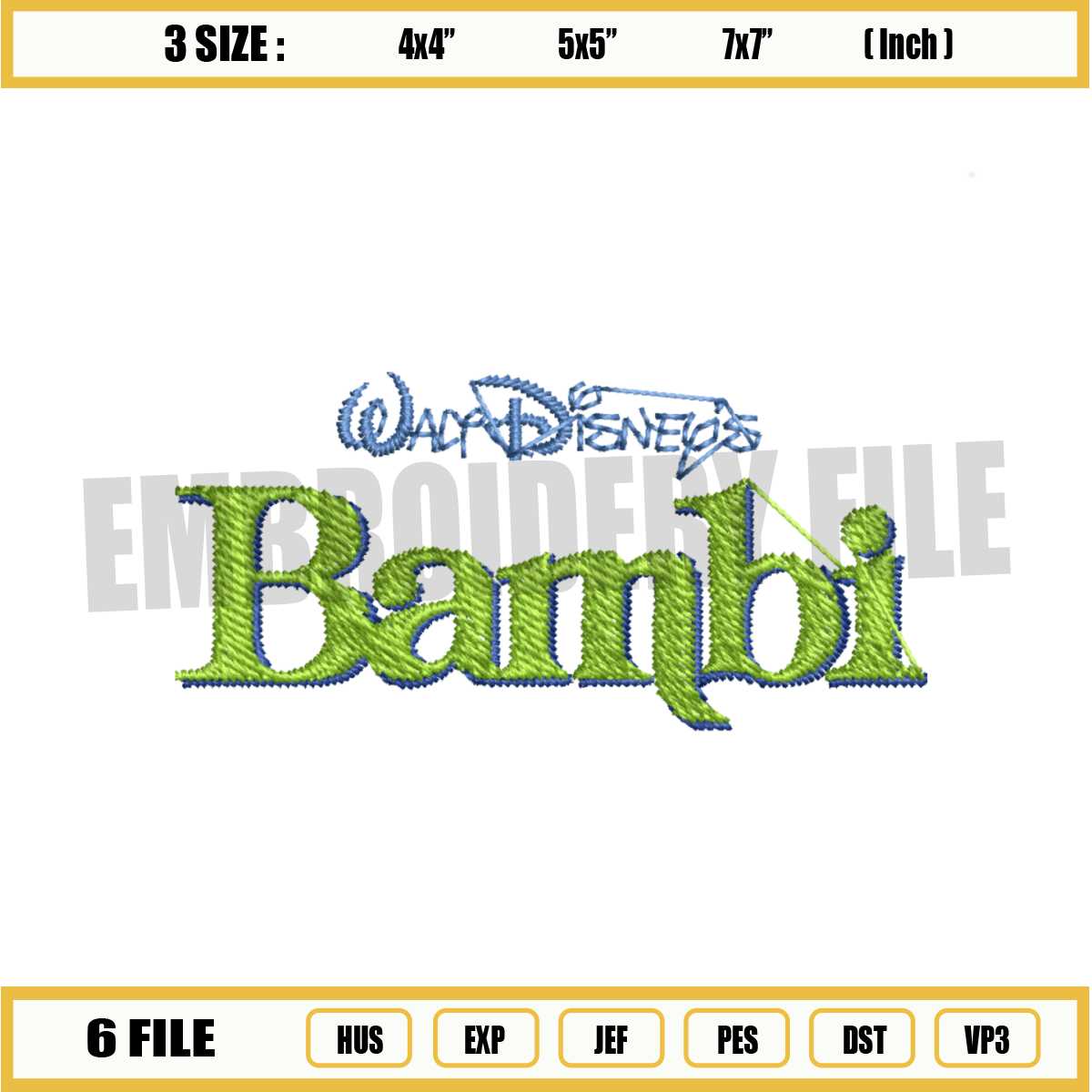 Walt Disney Cartoon Bambi Logo Green Embroidery Png | Inspire Uplift