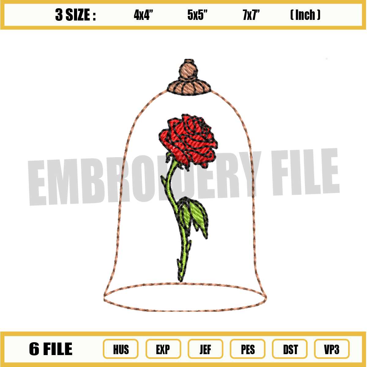 Enchanted Rose Dome Embroidery Png | Inspire Uplift