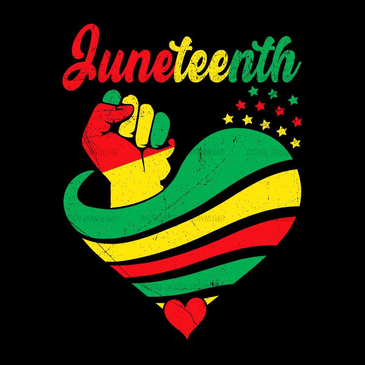Juneteenth Heart Africa Fists Sublimation Png | Inspire Uplift