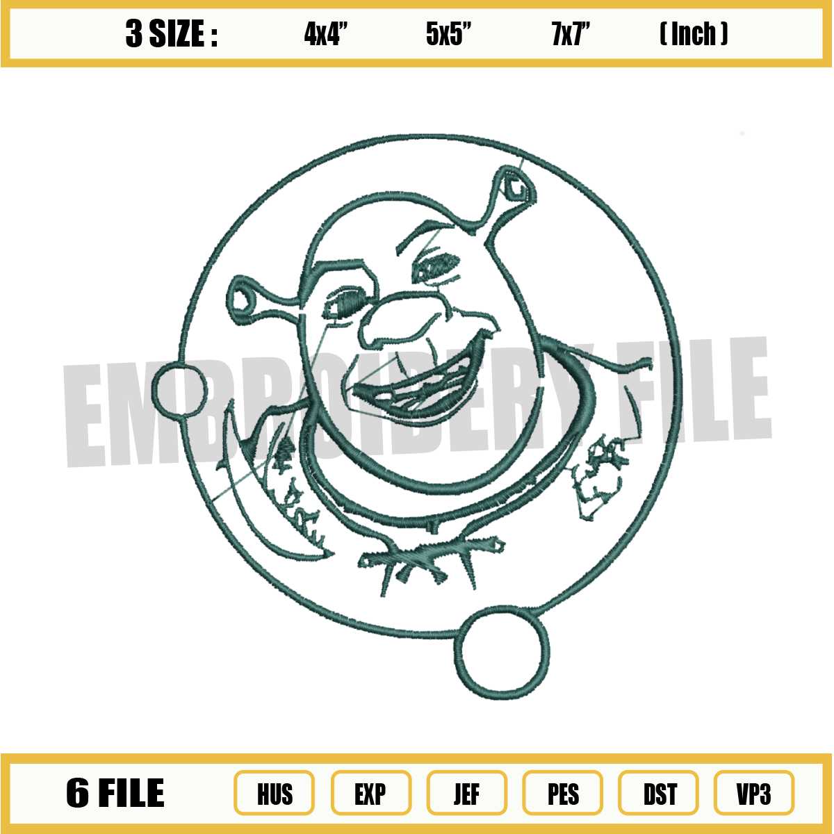Green Design Shrek Embroidery Png | Inspire Uplift