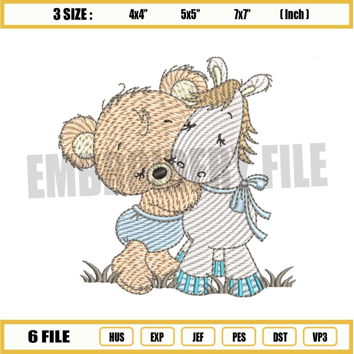 Cute Bear and Friend Embroidery Png | Inspire Uplift