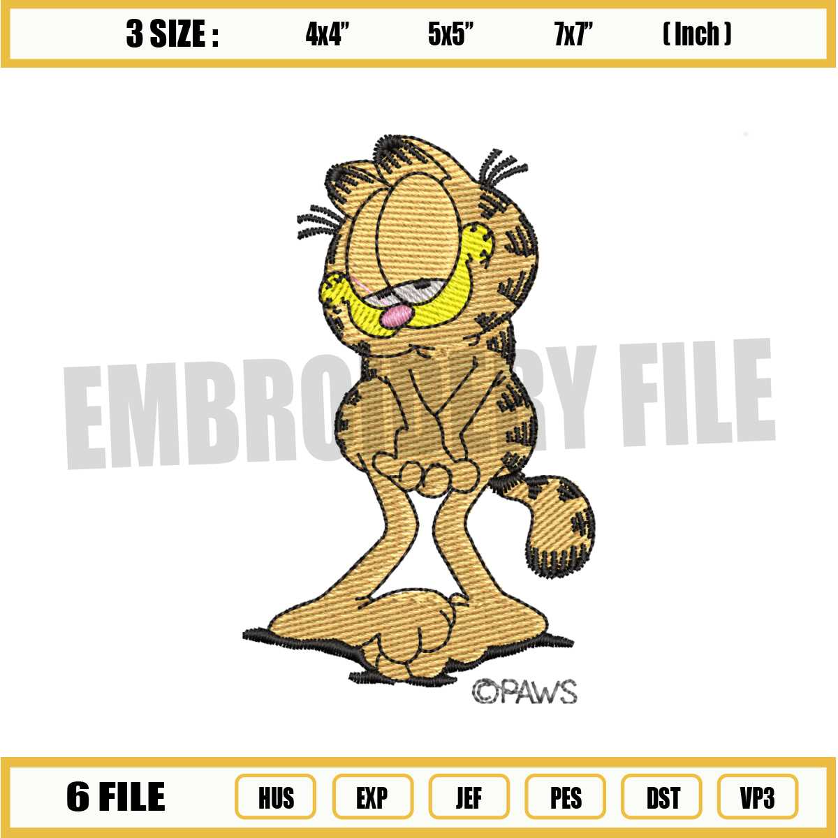 Shy Cat Garfield Embroidery Png | Inspire Uplift