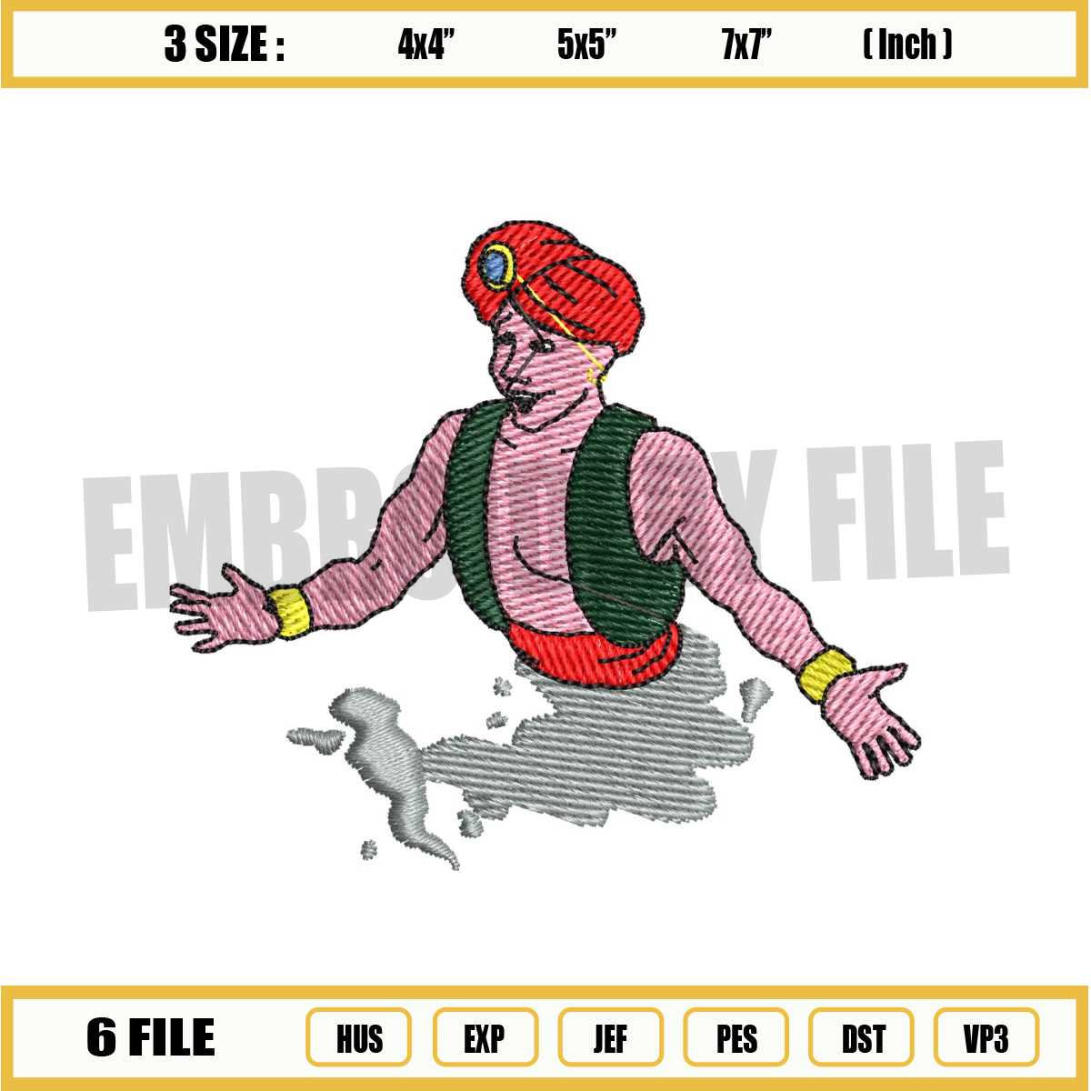 Aladdin Magic Genie Design Embroidery Png - Inspire Uplift